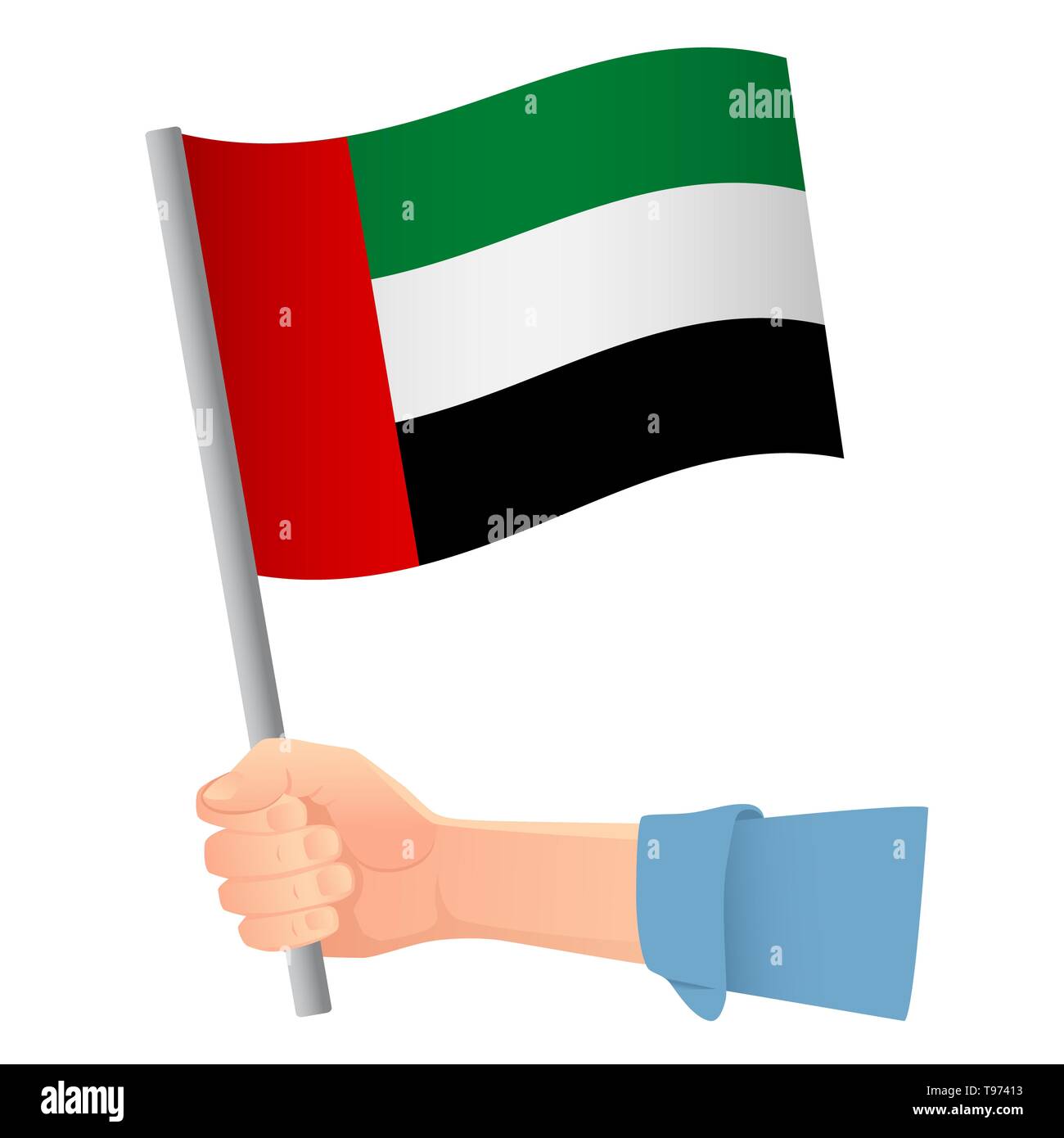 United arab emirates flag in hand. Patriotic background. National flag ...
