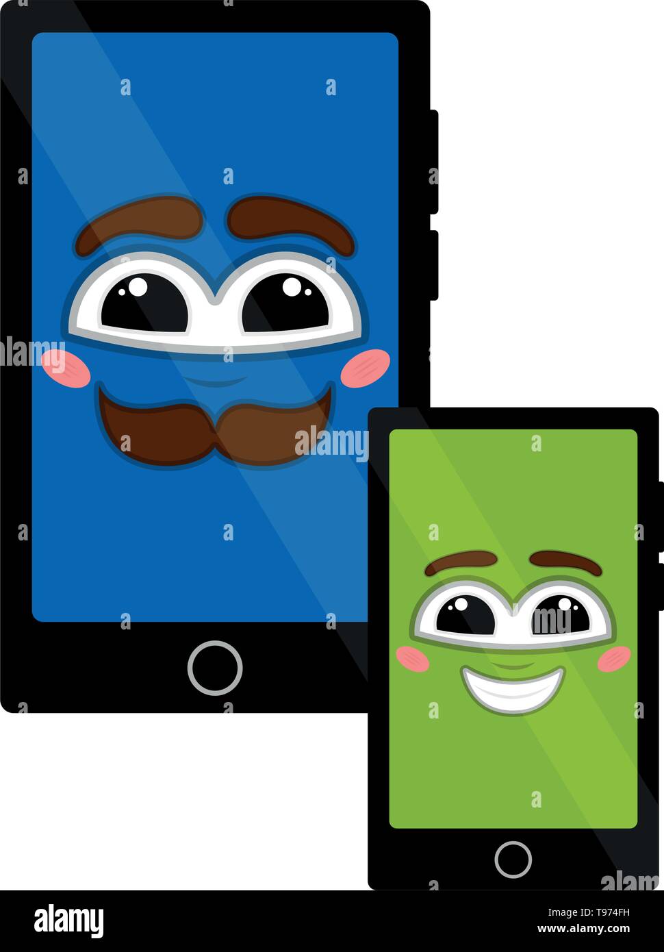 Pair of happy smartphones with a smile Stock Vector Image & Art - Alamy