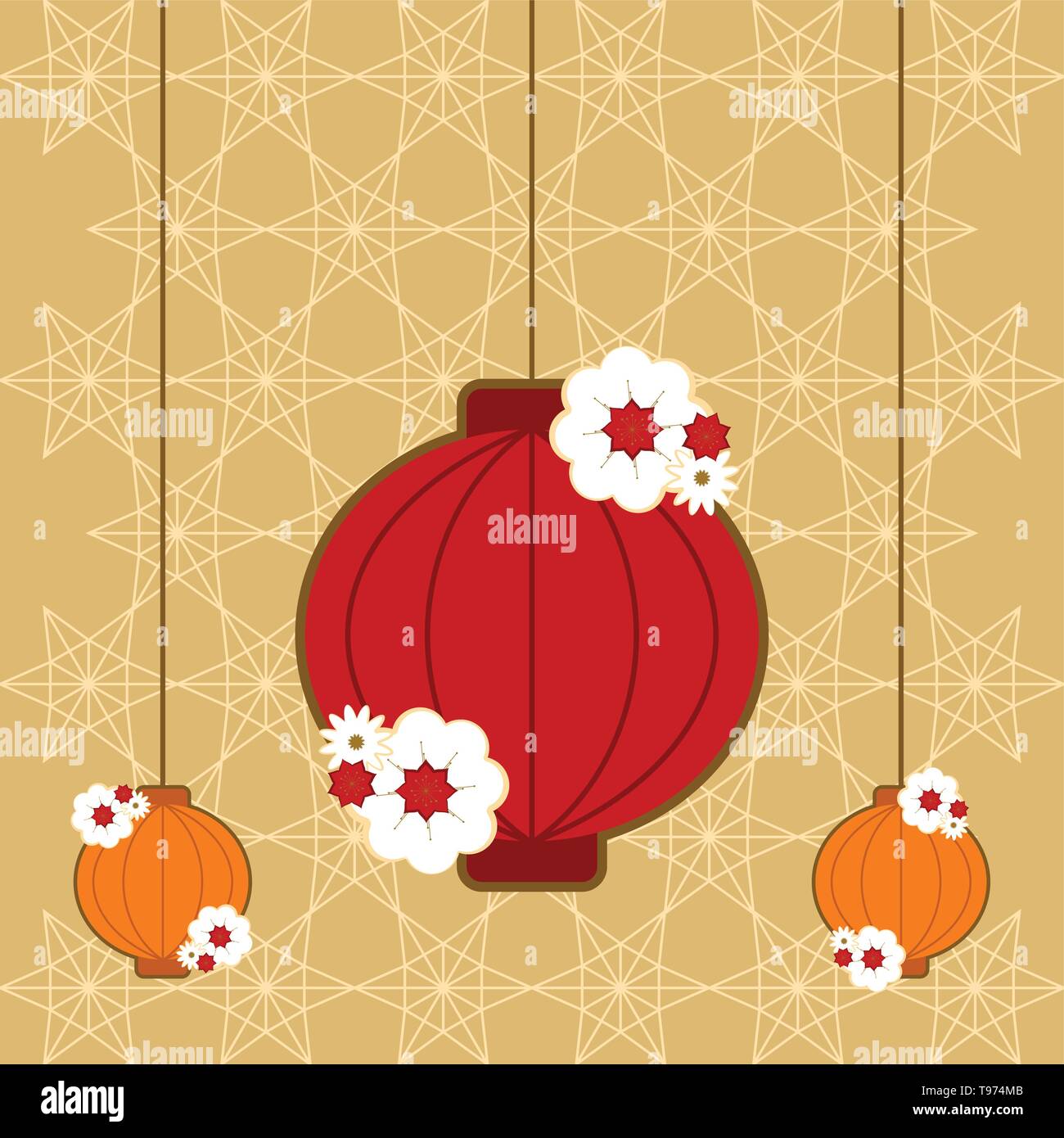 Geometric pattern background with lanterns Stock Vector Image & Art - Alamy