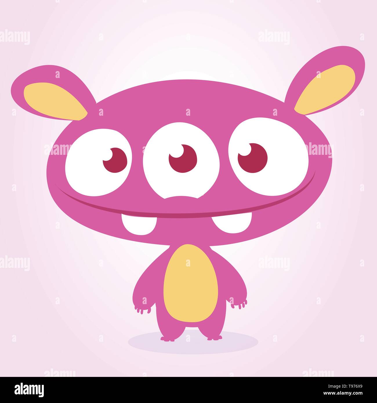 Funny cartoon three eyed alien. Vector illustration Stock Vector Image ...