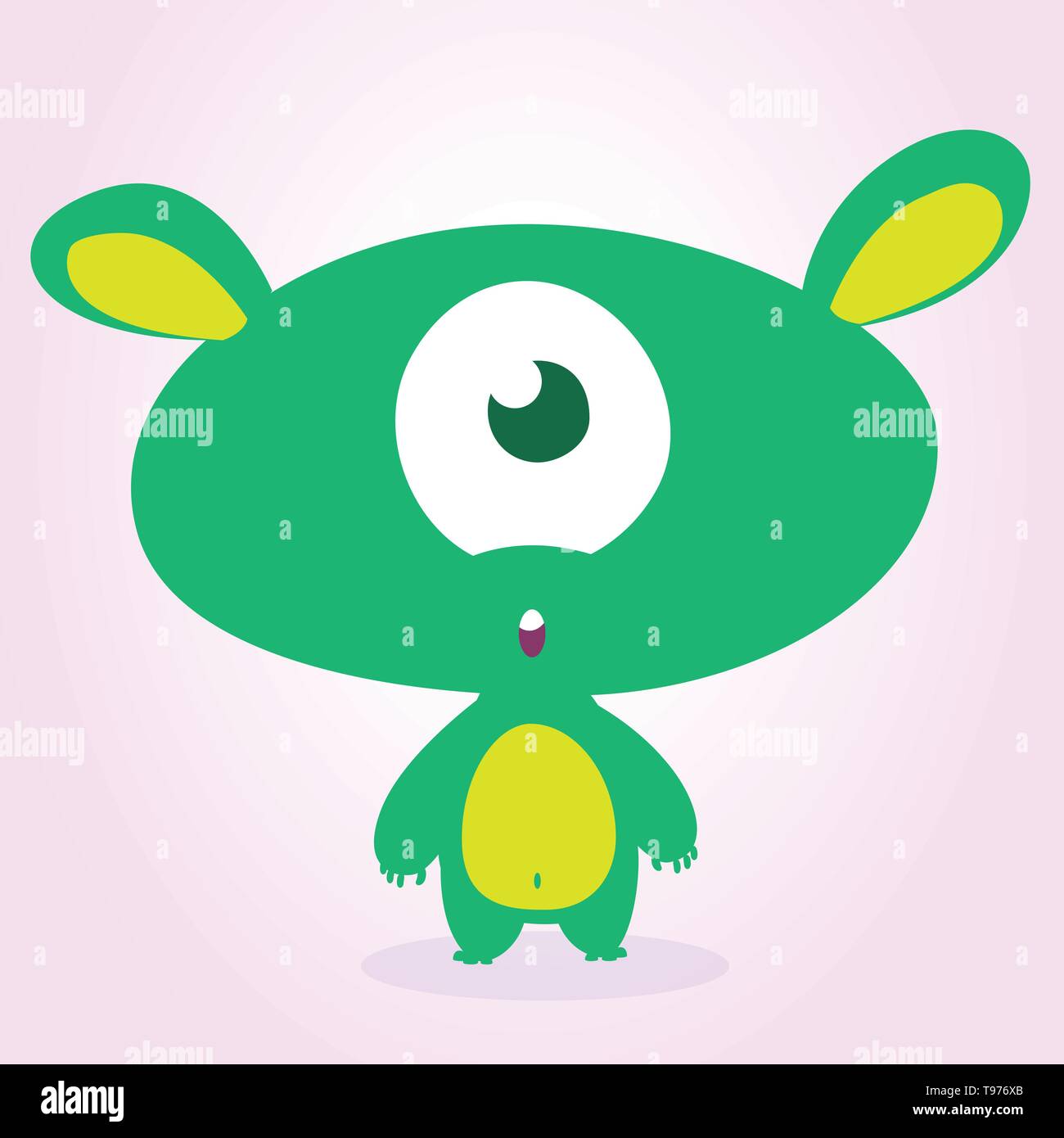 Funny cartoon one- eyed alien. Vector illustration of alien monster ...