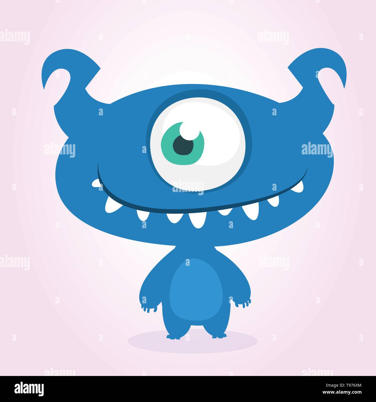 Funny cartoon one- eyed alien. Vector illustration of alien monster ...