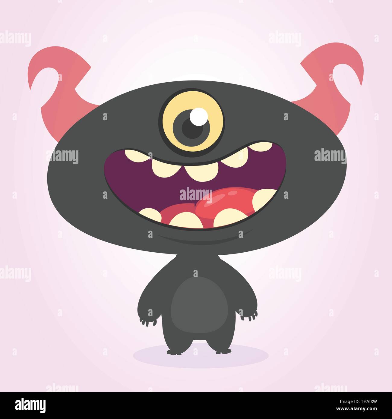 Funny cartoon one-eyed alien. Vector illustration of alien monster ...