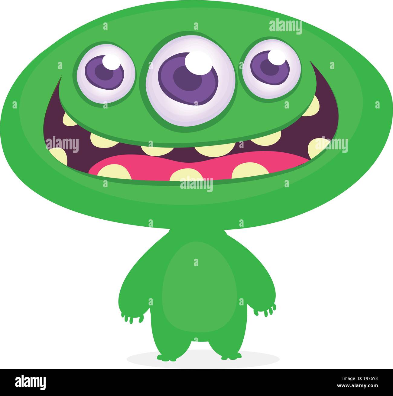Funny cartoon monster. Vector green monster illustration. Halloween ...