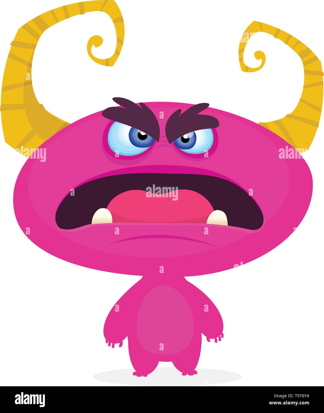Cute cartoon monster. Surprised funny pink monster emotion. Halloween ...