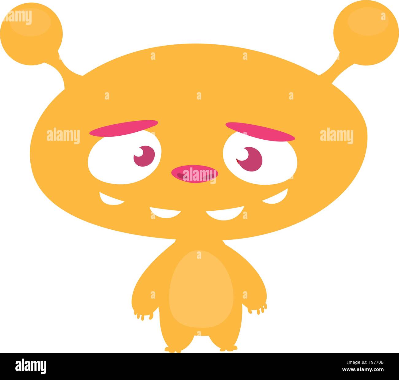 Happy cartoon alien head. Vector illustration of monster head Stock ...