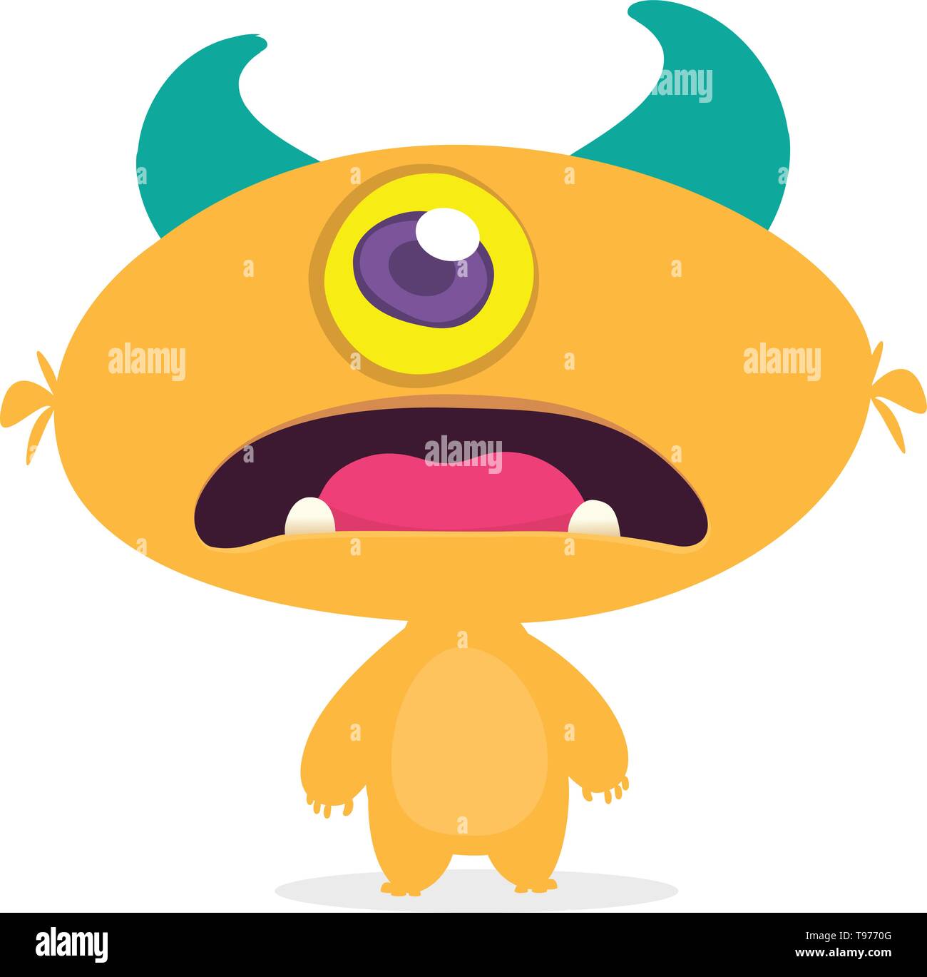 Cartoon vector monster. Monster alien illustration with surprised ...