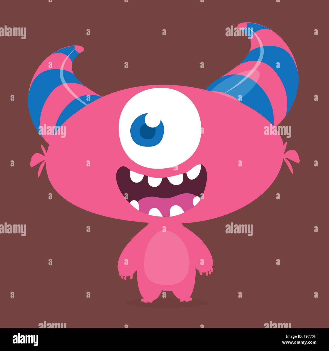 Funny cartoon one- eyed alien. Vector illustration of alien monster ...