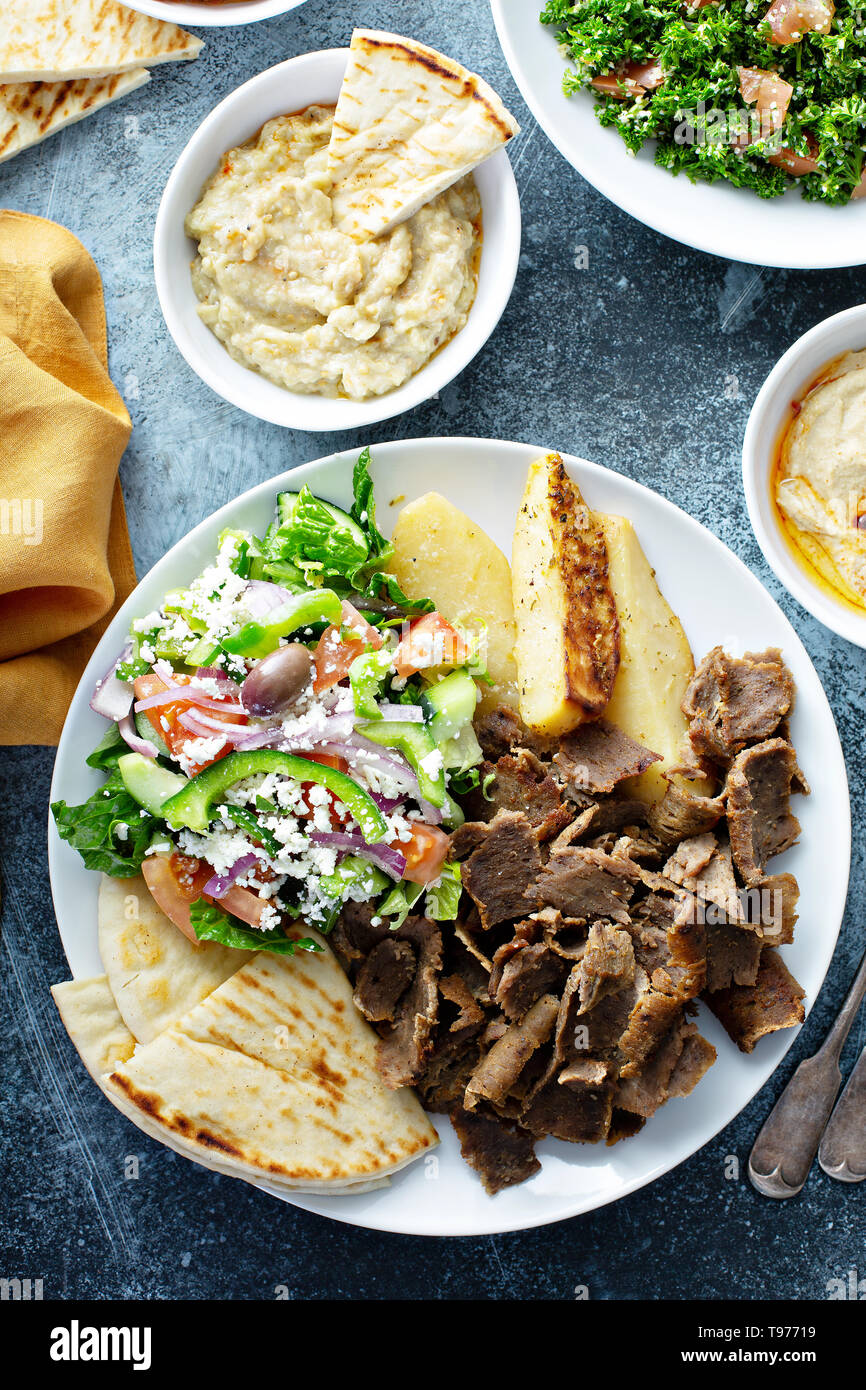 Mediterranean food on the table Stock Photo - Alamy