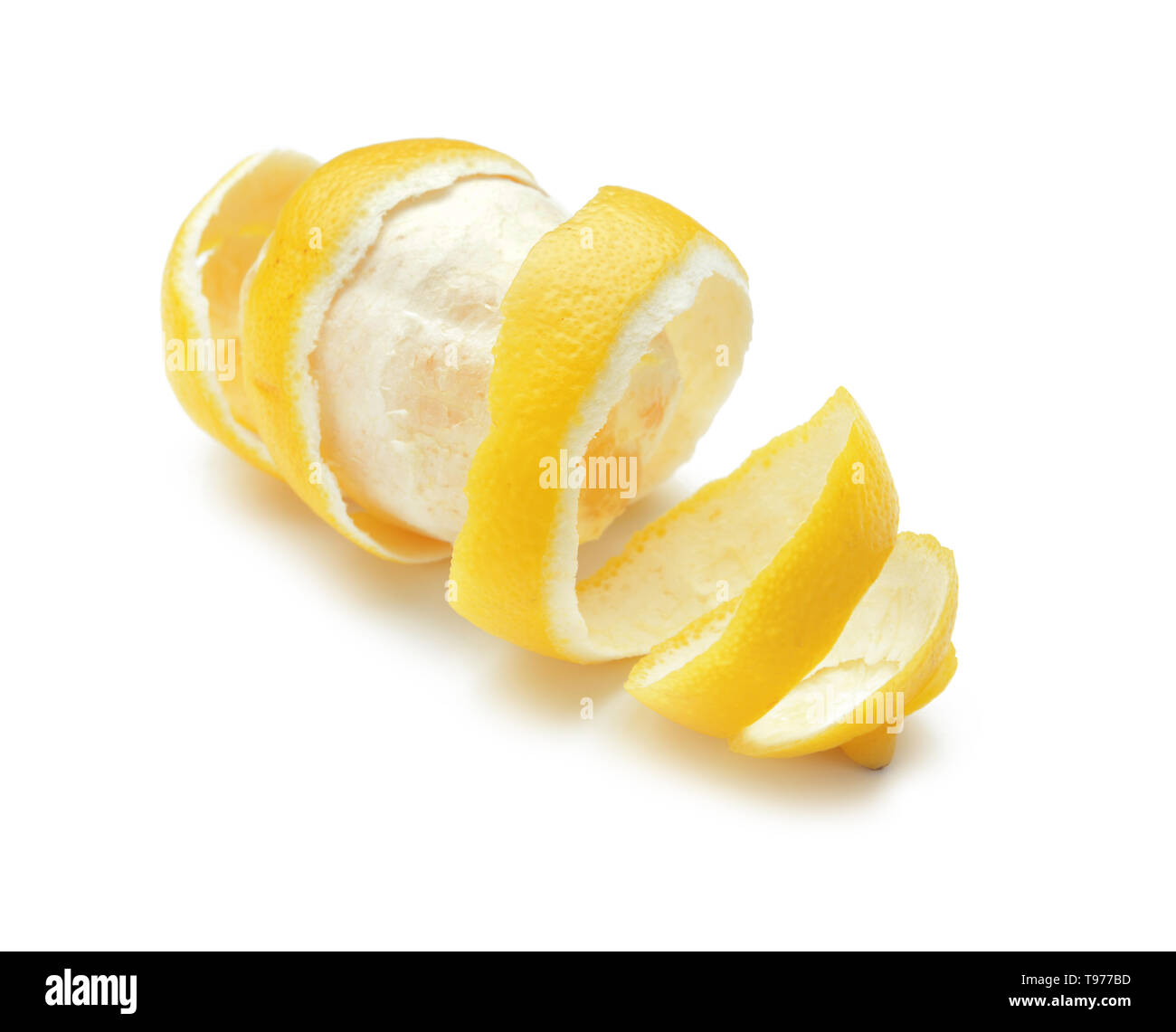 Peeled lemon on white background Stock Photo - Alamy