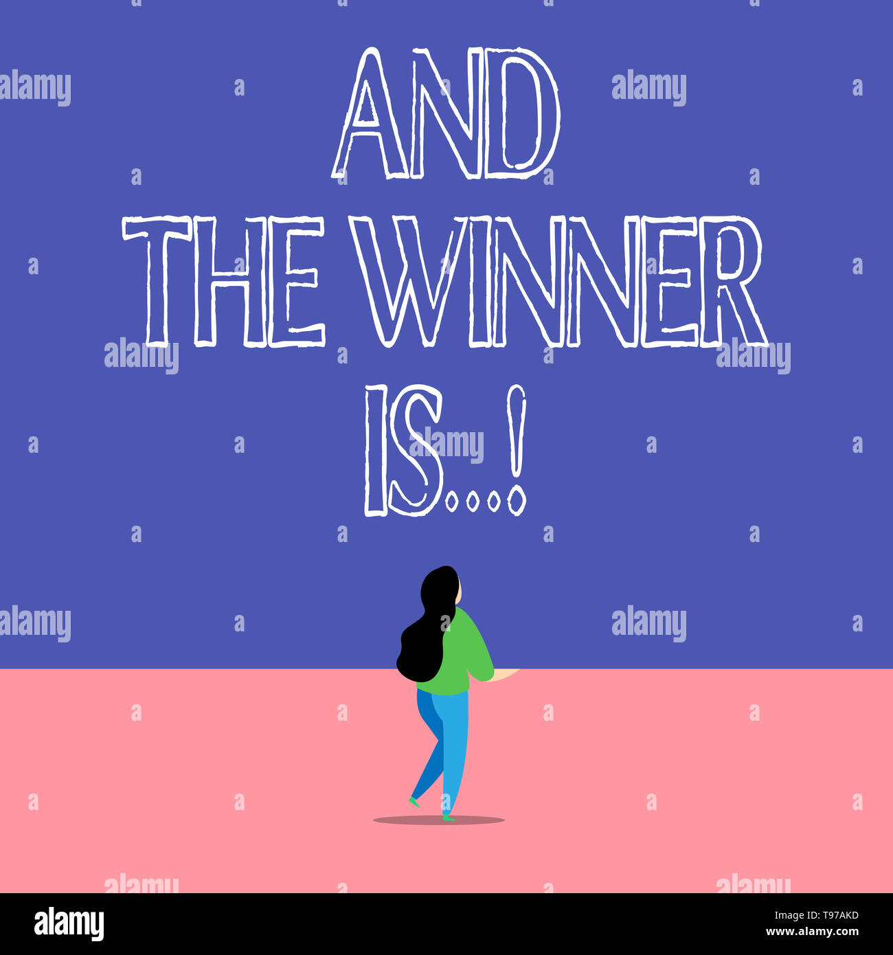 Text sign showing And The Winner Is. Business photo text announcing who ...