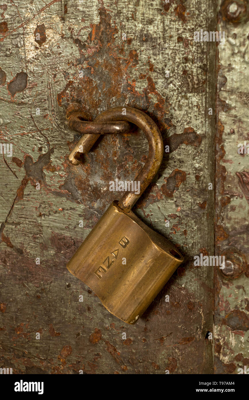 old rustic iron lock Stock Photo - Alamy