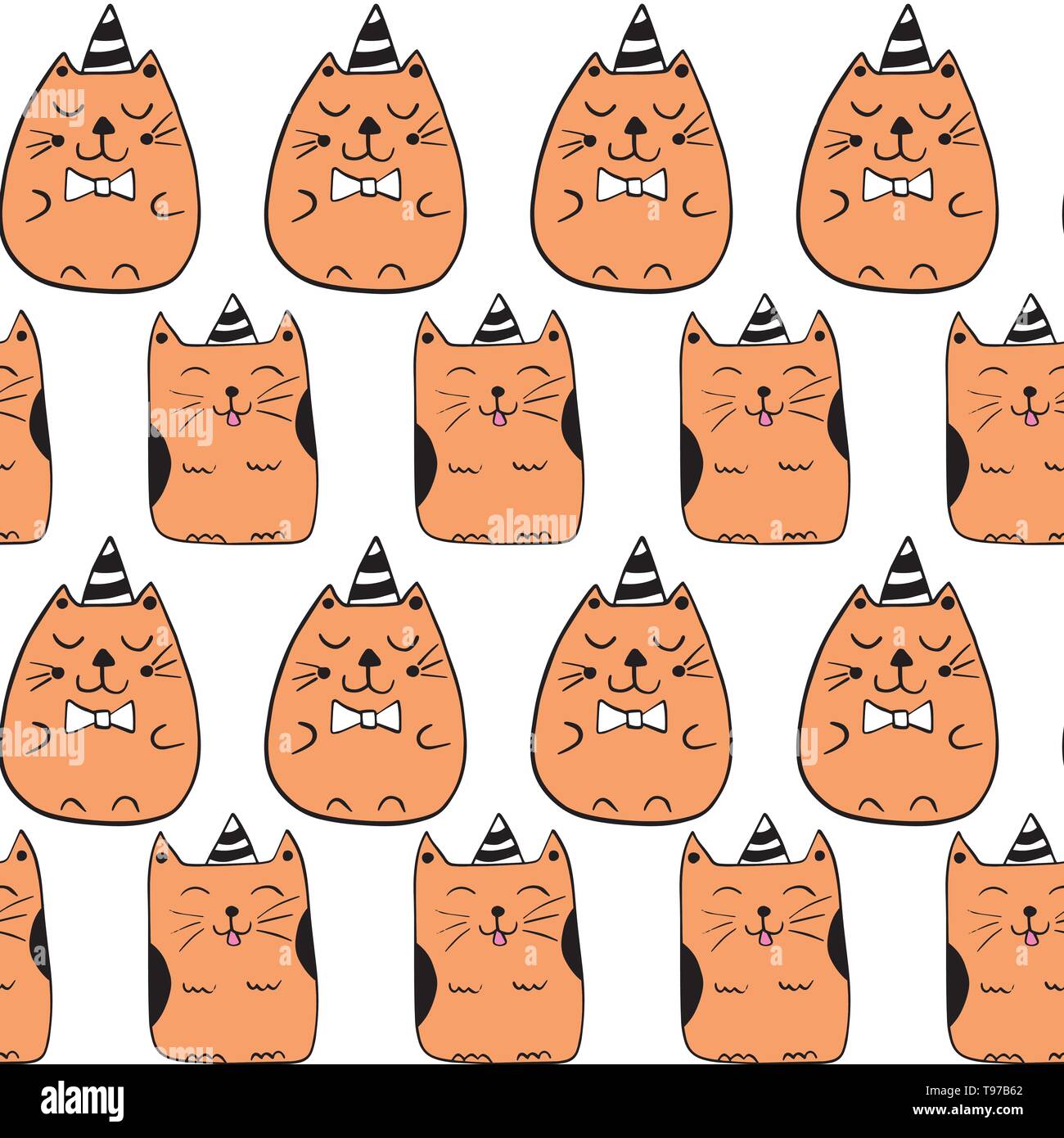 Cats repeat background. Seamless childish pattern. Vector illustration ...