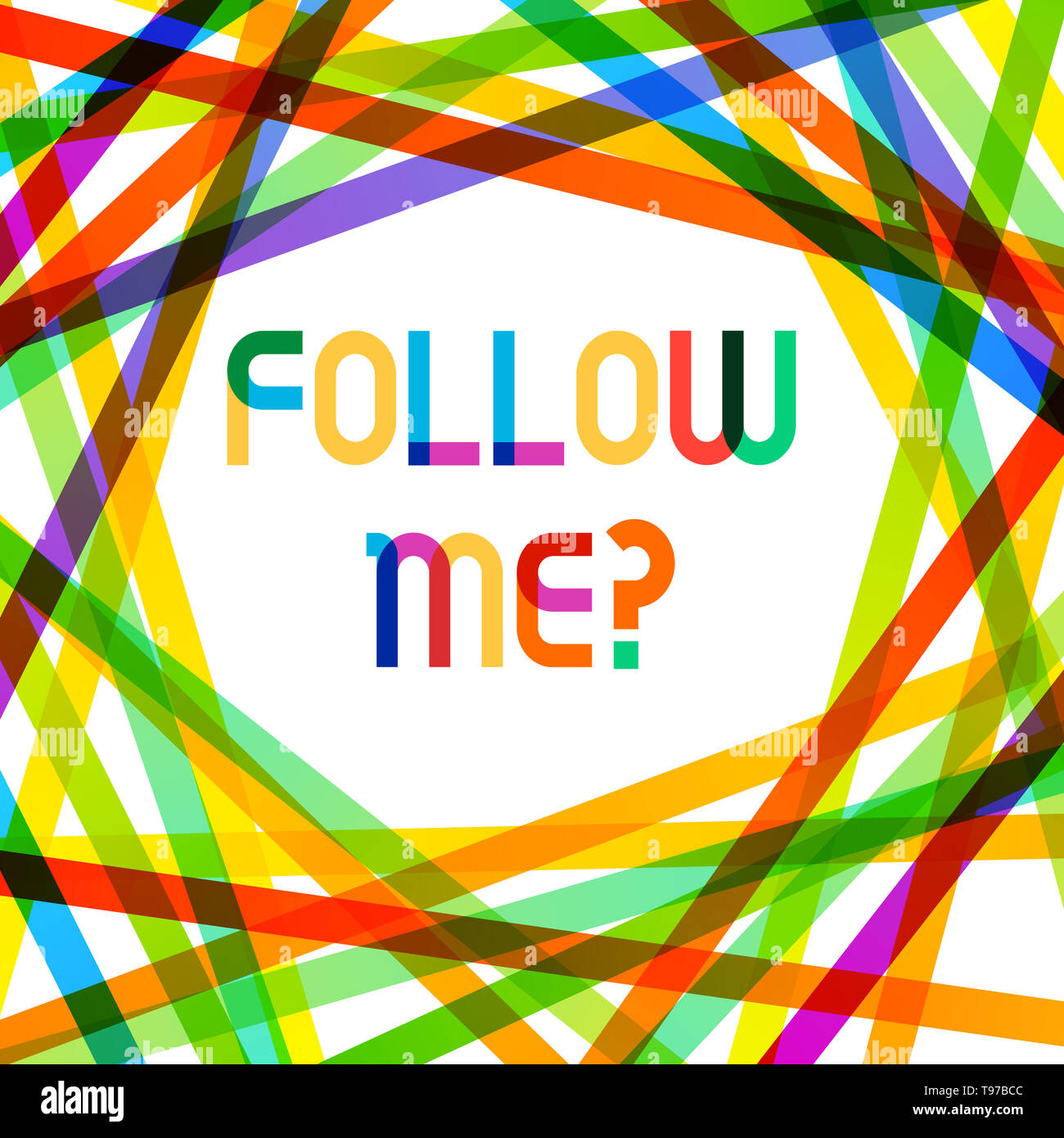 Writing note showing Follow Me Question. Business concept for go or ...