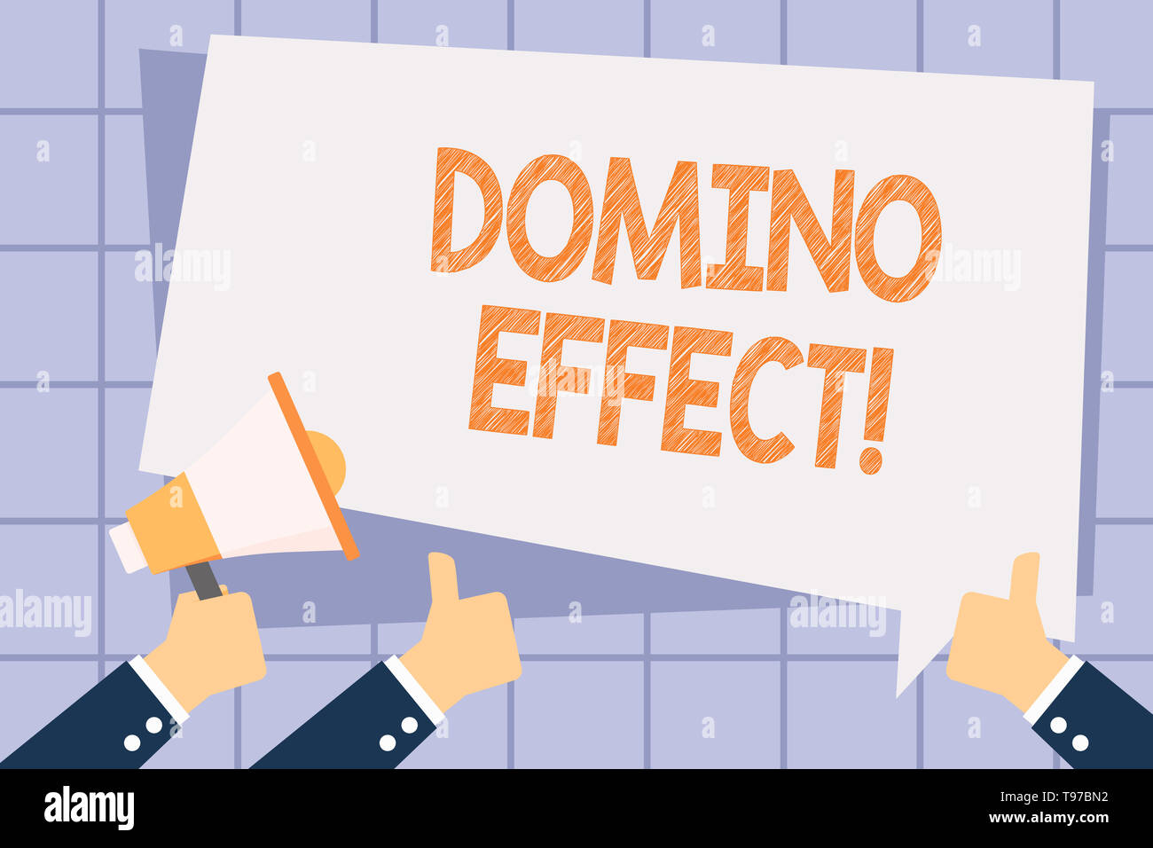 Writing note showing Domino Effect. Business concept for Chain reaction ...