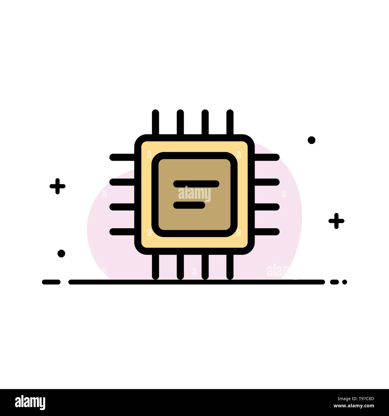 Cpu Microchip Processor Business Flat Line Filled Icon Vector Banner