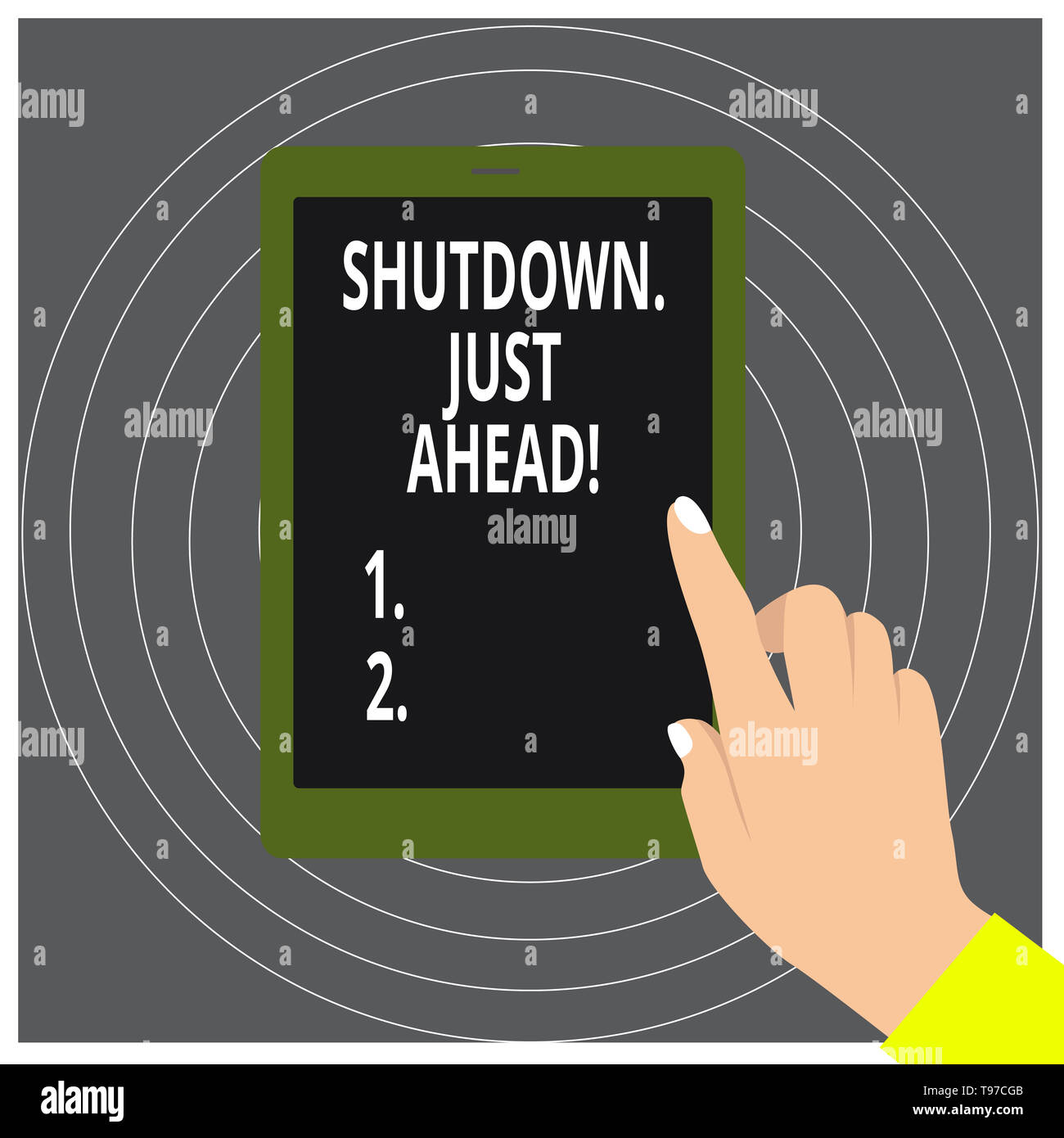 Writing note showing Shutdown Just Ahead. Business concept for closing ...