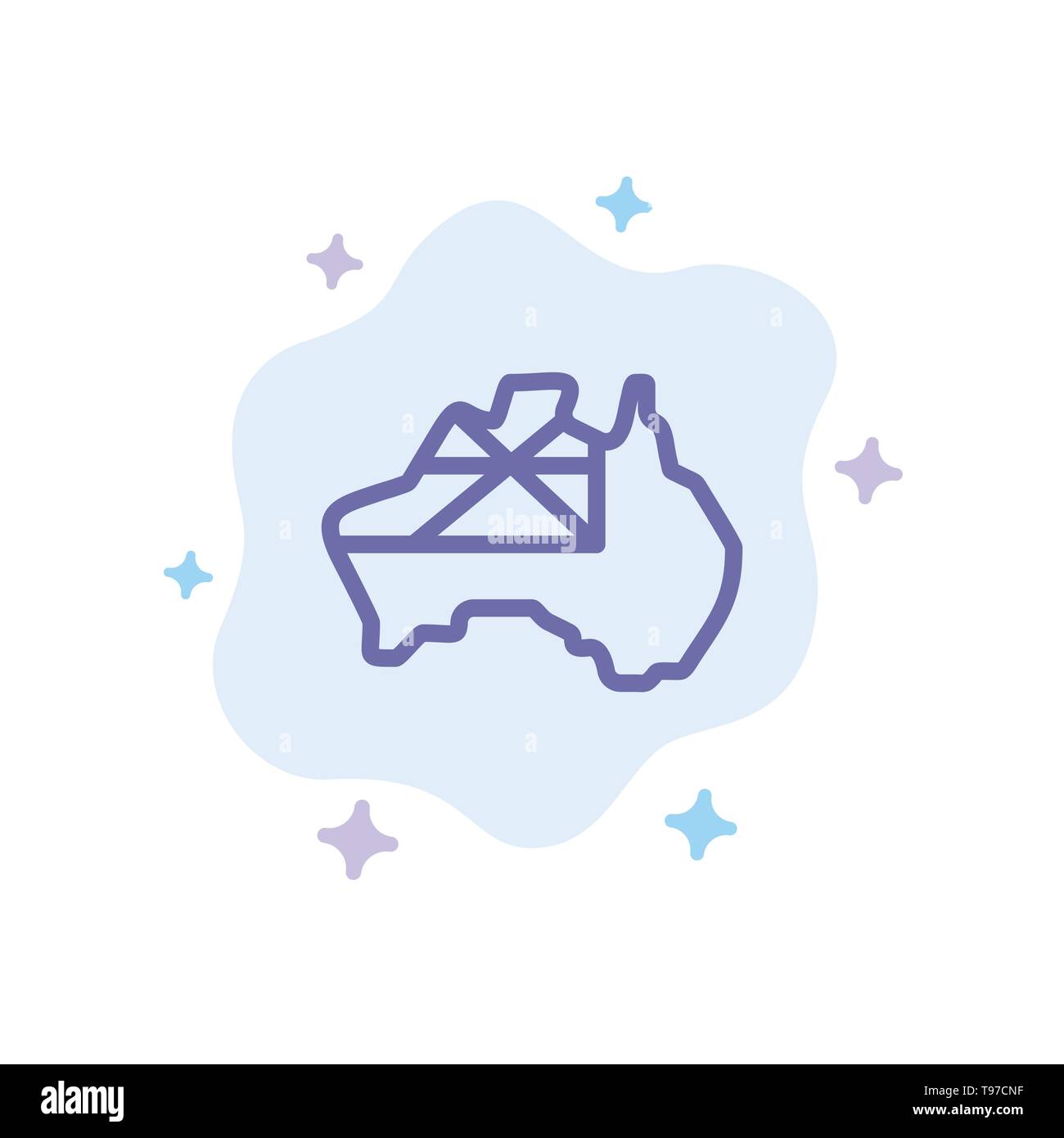 Australia, Map, Country, Flag Blue Icon on Abstract Cloud Background ...