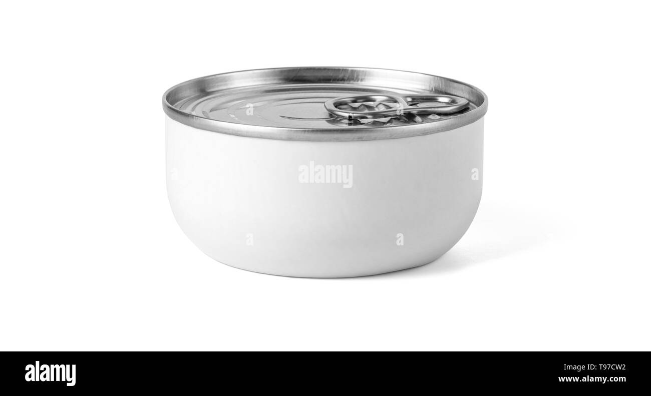 metal white tin can on white background Include clipping path Stock ...