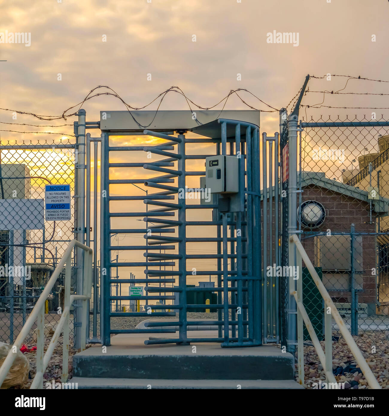 Square Entryway of a Power Plant in Utah Valley with stairs and ...