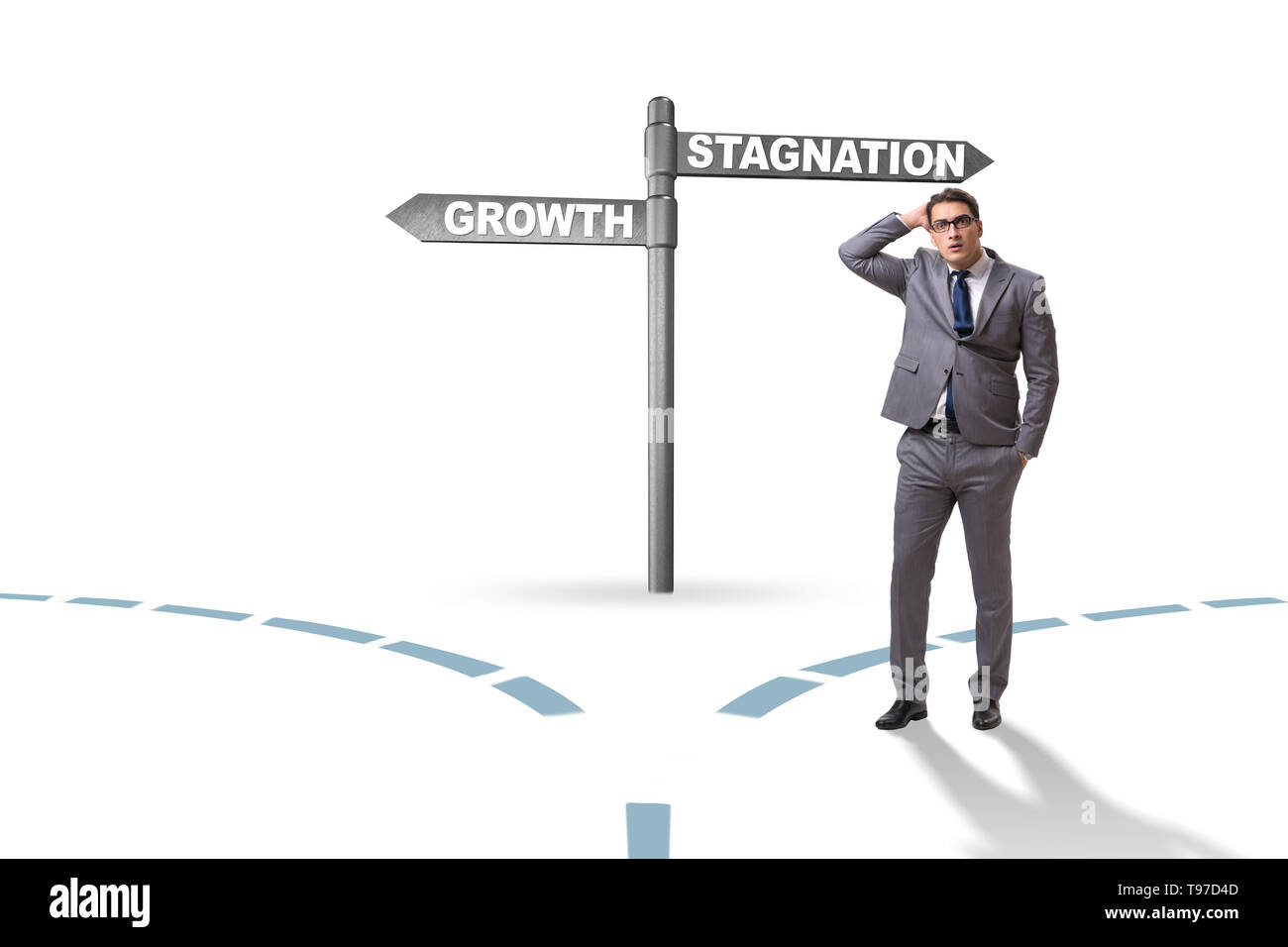 Concept of choice between growth and stagnation Stock Photo - Alamy