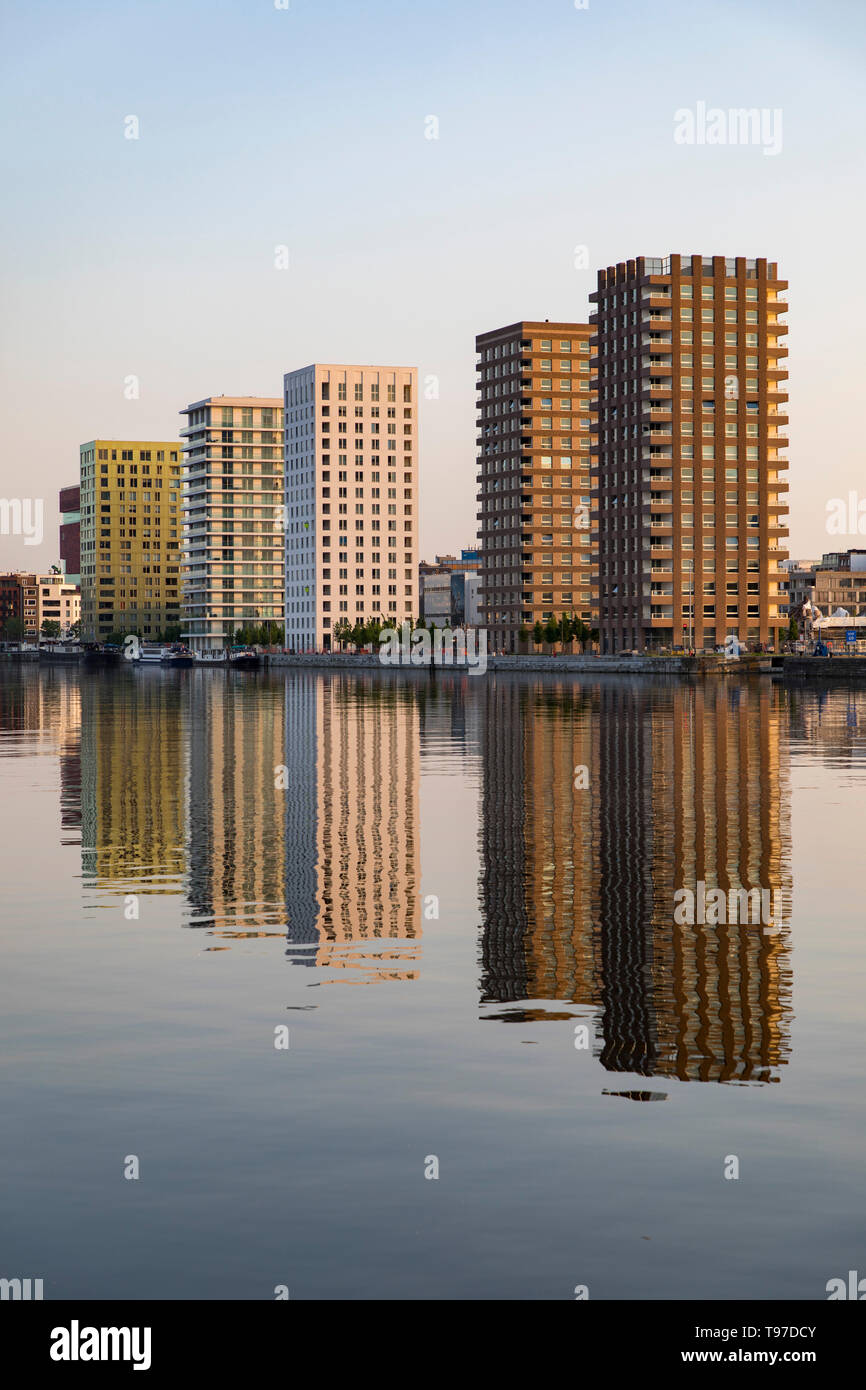 Residential skyscrapers at the old dock Kattendijkdok, in the city ...