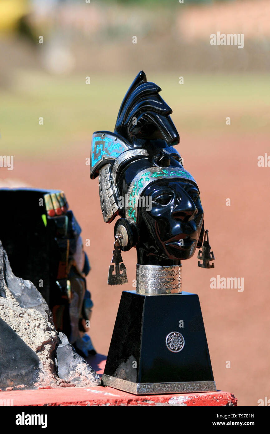 Aztec sculptures made with Mexican handicrafts Stock Photo - Alamy