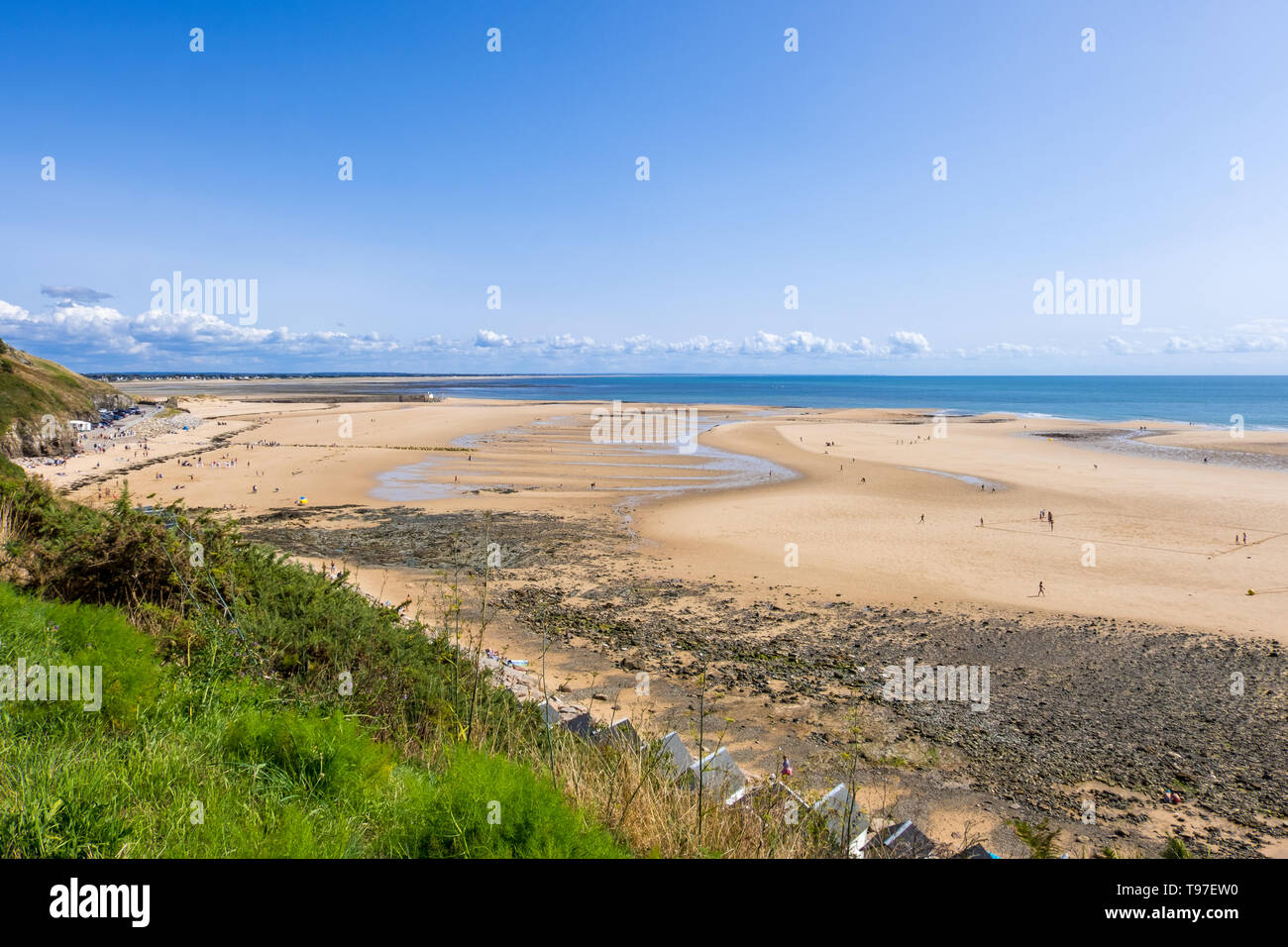 The beach in the resort town Barneville-Carteret on the Cape Carteret ...