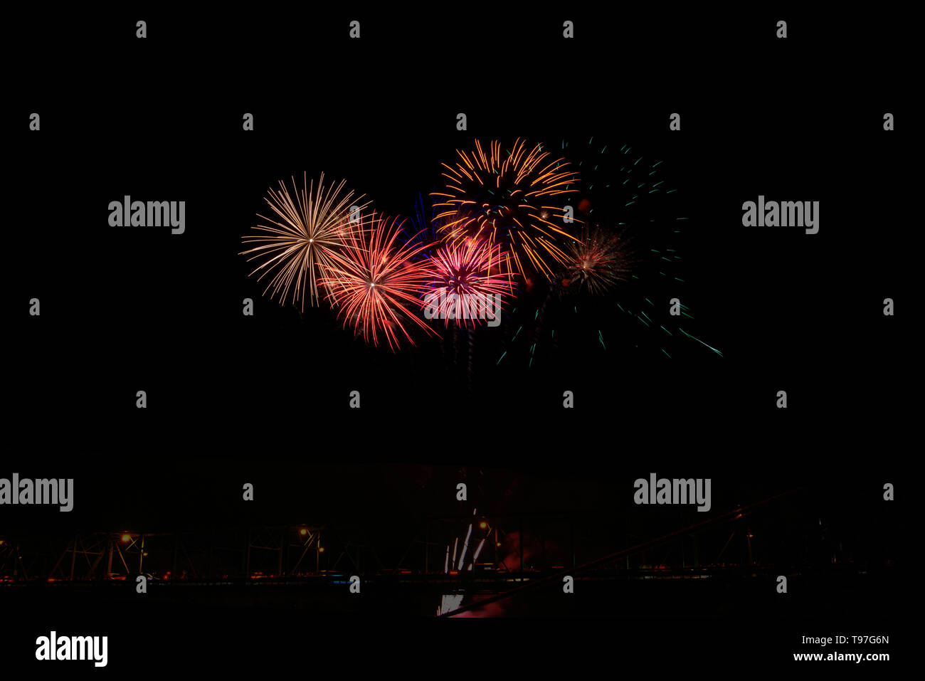 Fireworks Independence Day celebration, bright and colorful display on ...