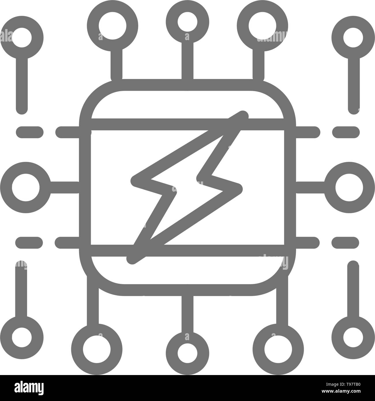 Power supply system, smart electricity system scheme line icon Stock ...