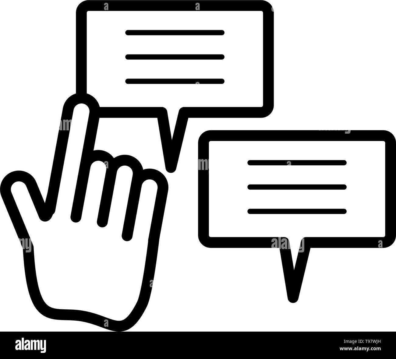 speech bubbles social media with cursor hand vector illustration design ...