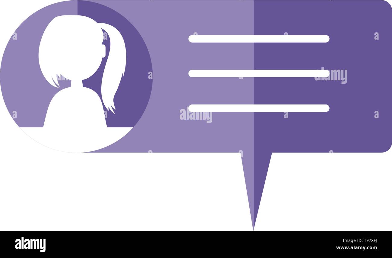 female user account in speech bubble vector illustration design Stock ...