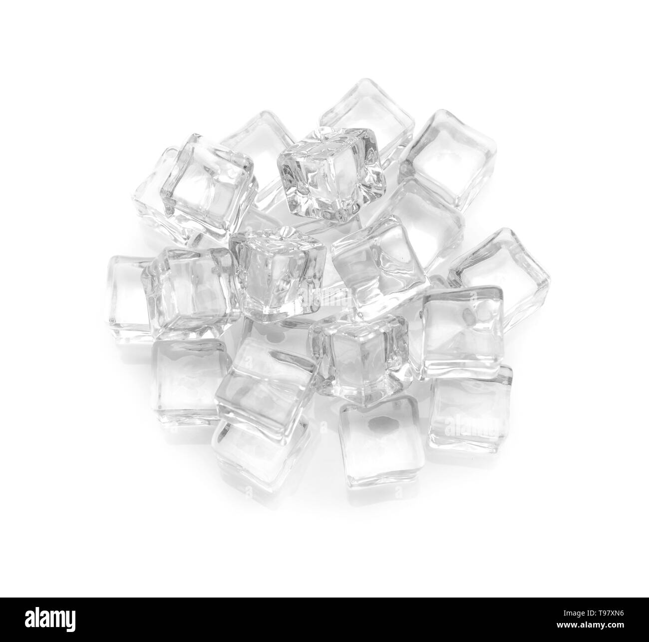 Ice cubes on white background Stock Photo - Alamy