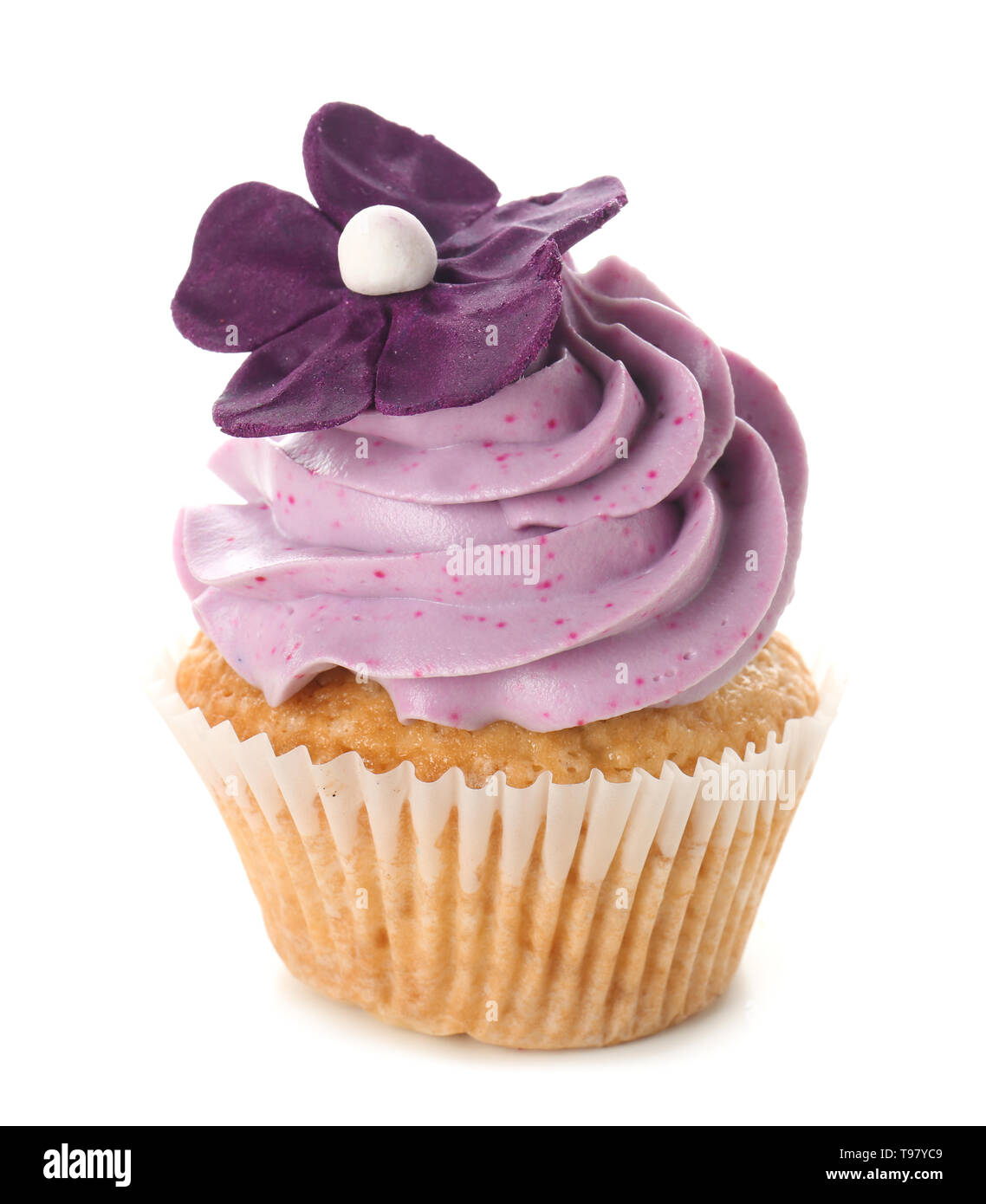 Delicious color cupcake on white background Stock Photo - Alamy