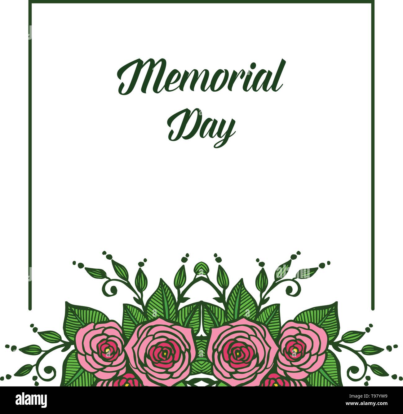 Vector illustration poster of memorial day with pattern rose flower ...