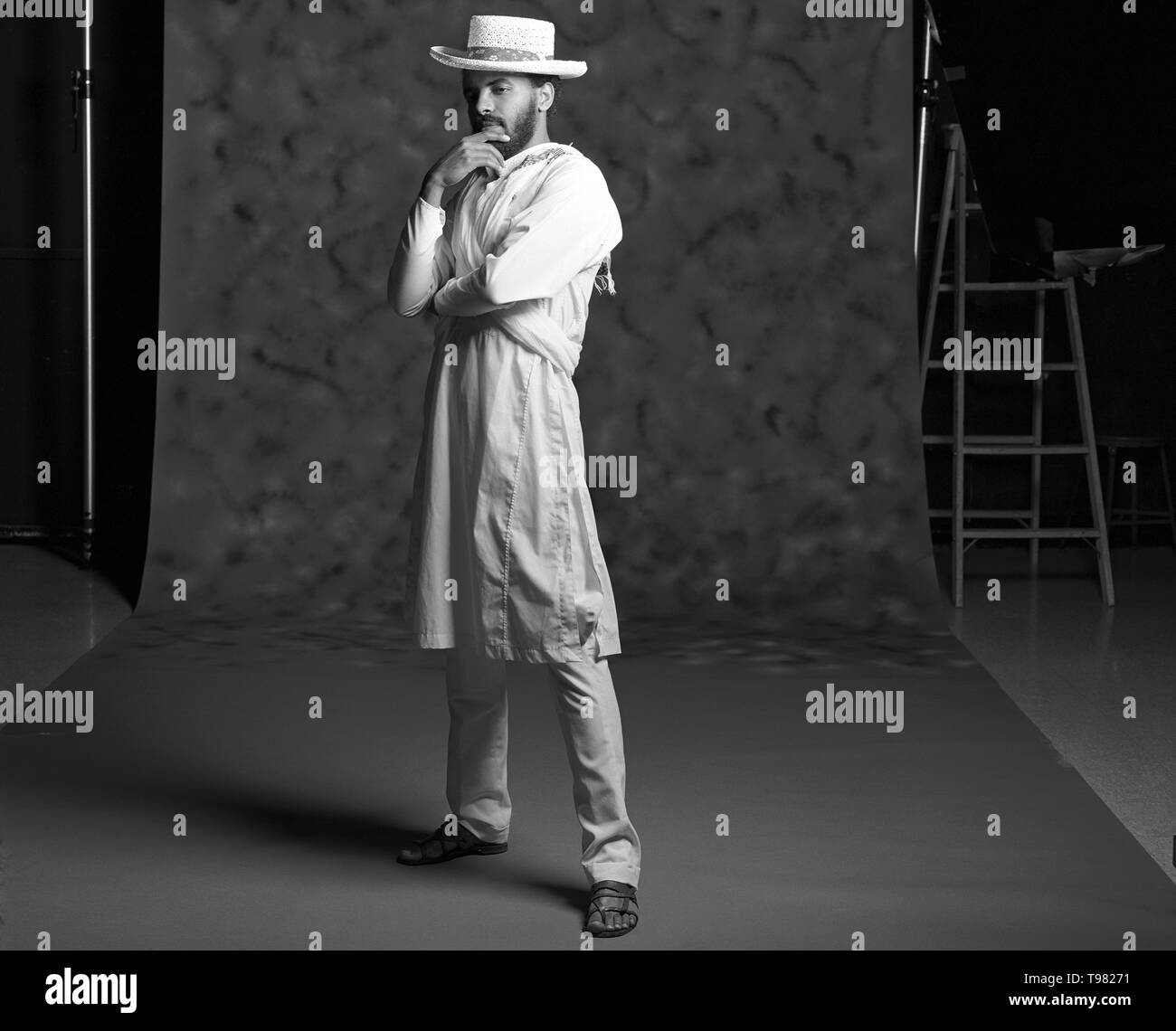 Portrait of an EGYPTIAN MAN IN HIS TRADITIONAL COSTUME SHOT IN A STUDIO ...