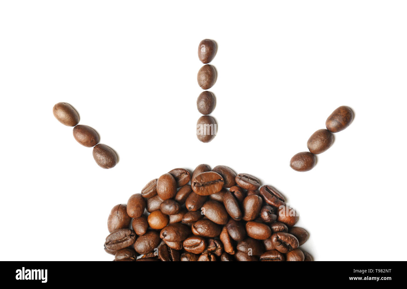 Light bulb made of roasted coffee beans on white background Stock Photo ...