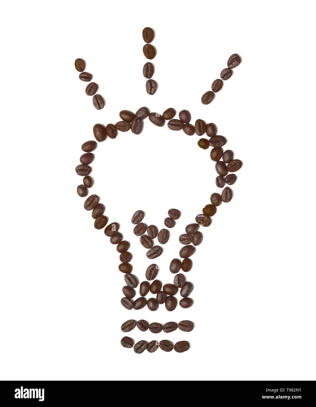 Light bulb made of roasted coffee beans on white background Stock Photo ...