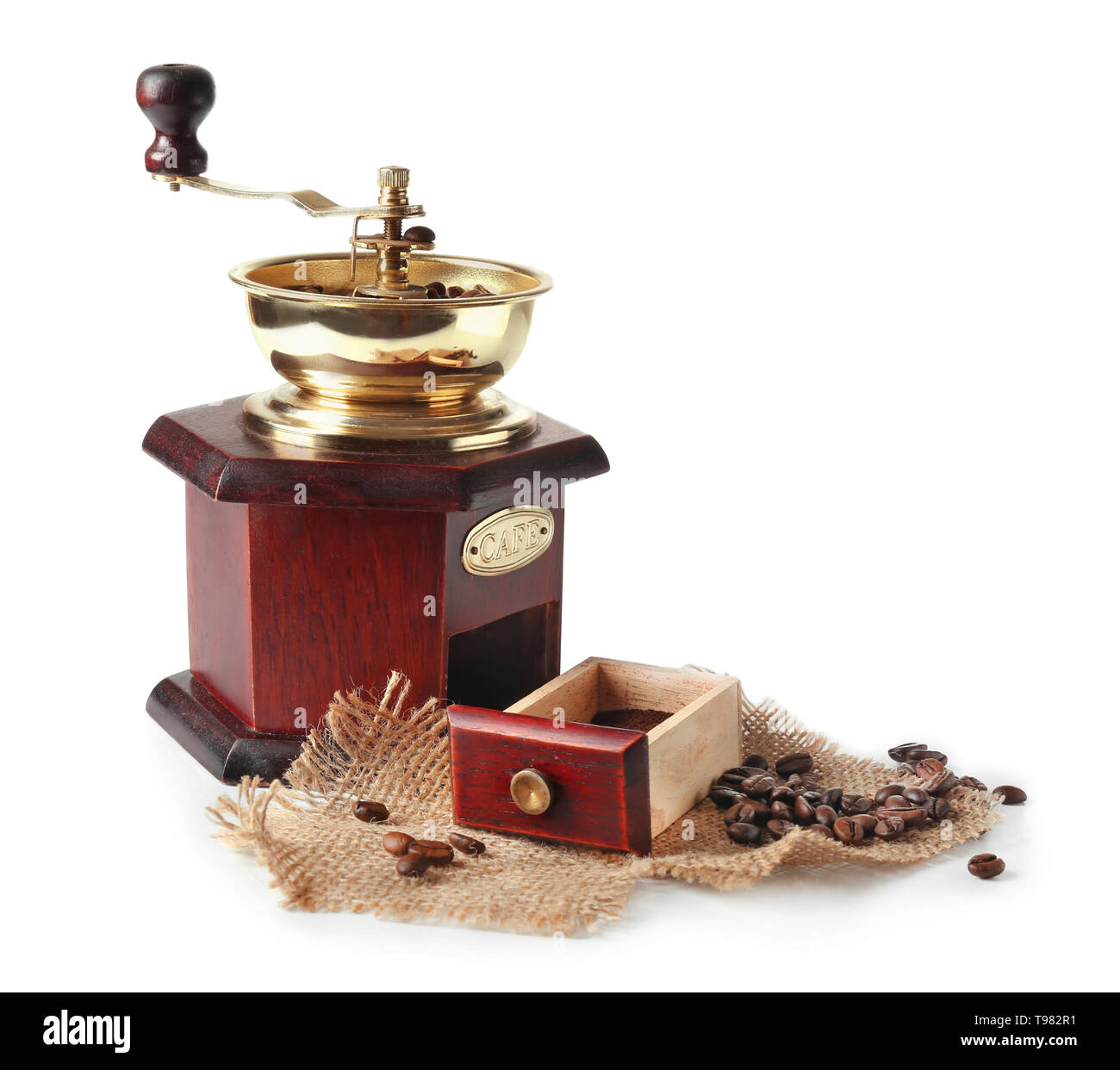 Coffee grinder on white background Stock Photo - Alamy