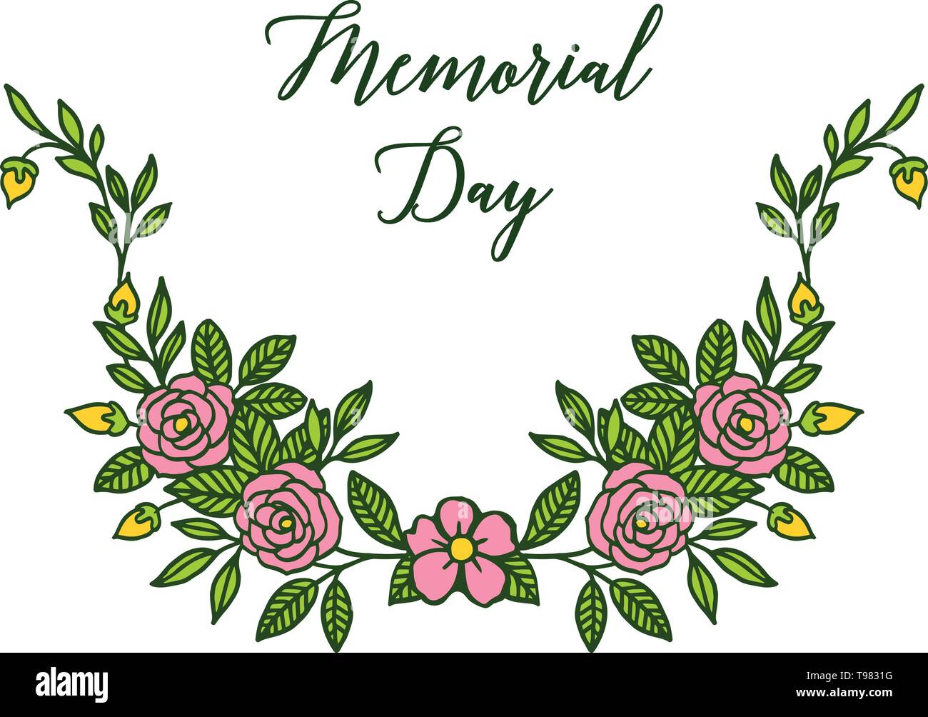 Vector illustration shape card of memorial day with crowd of frame ...
