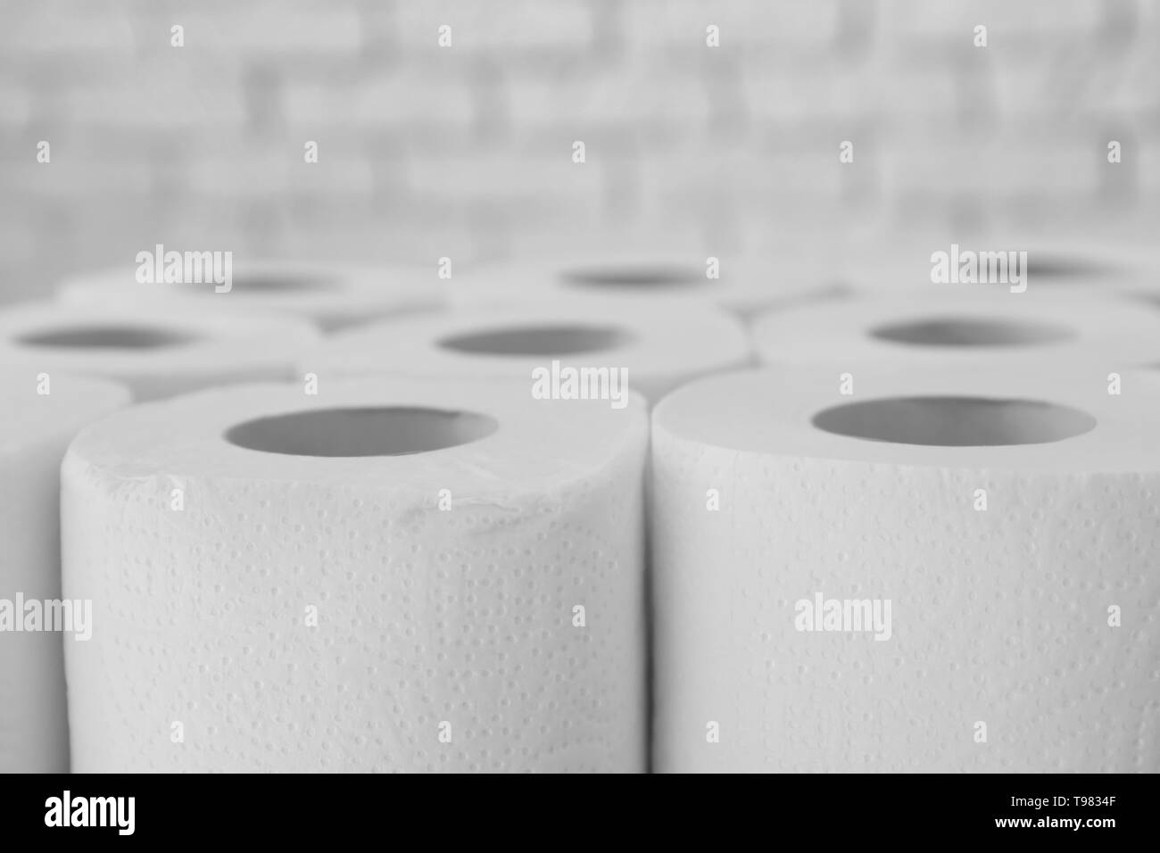 Toilet tissue rolls Black and White Stock Photos & Images - Alamy