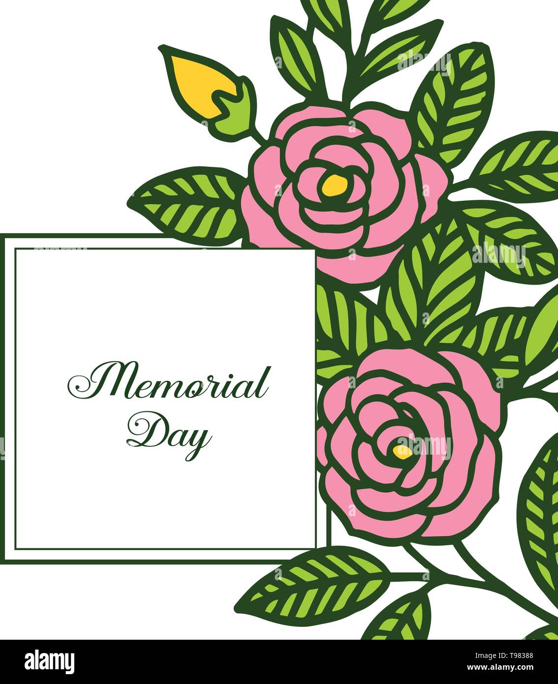 Vector illustration beautiful pink rose flower frame for card of ...
