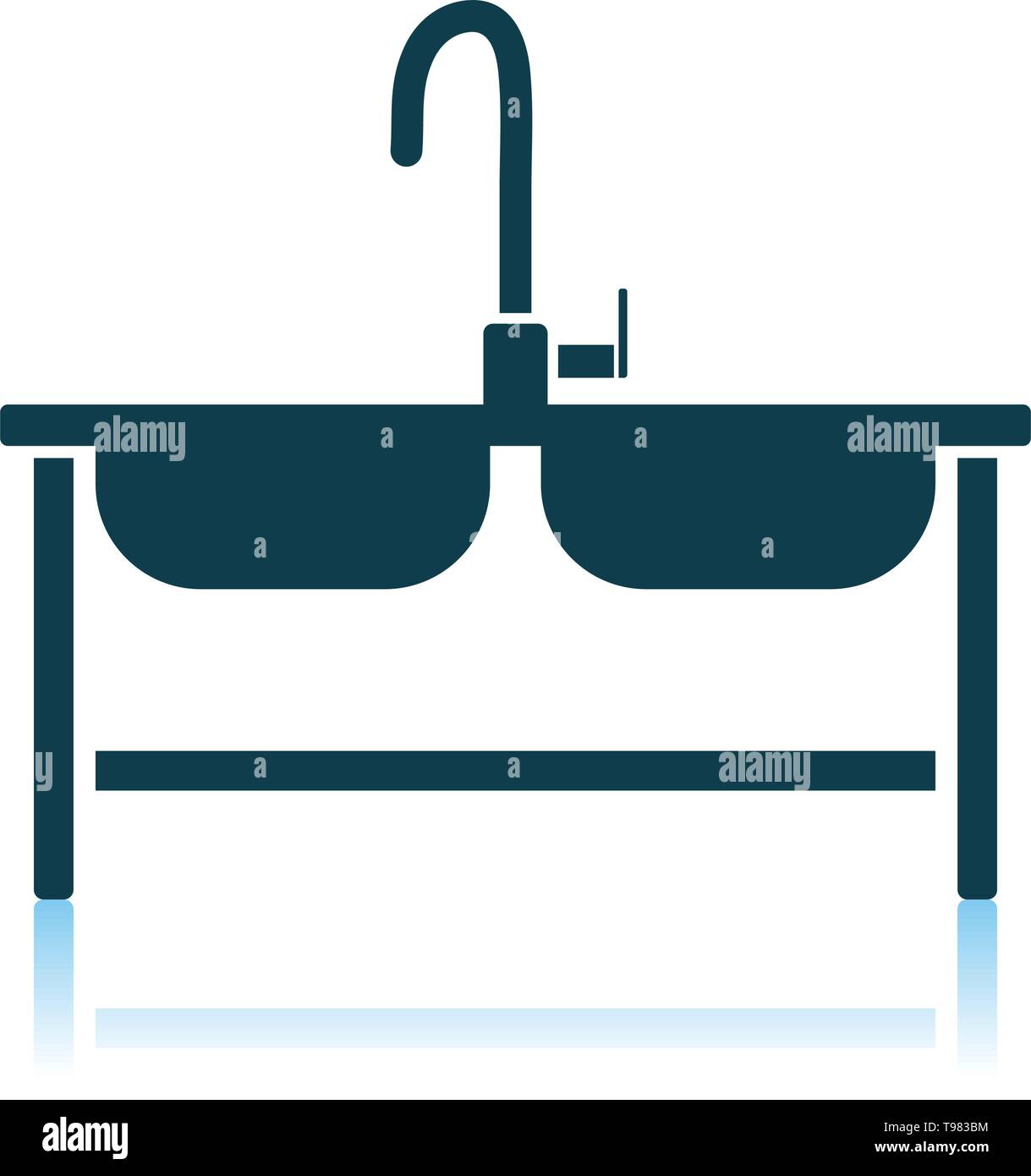 Double Sink Icon. Shadow Reflection Design. Vector Illustration Stock ...