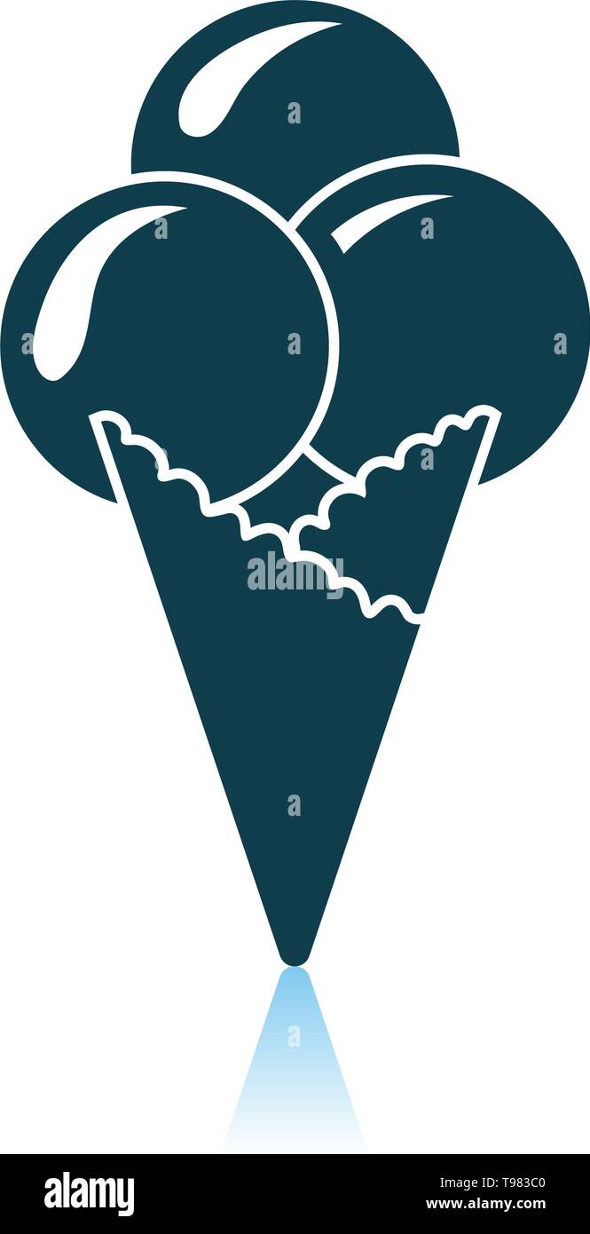 Ice-cream Cone Icon. Shadow Reflection Design. Vector Illustration ...