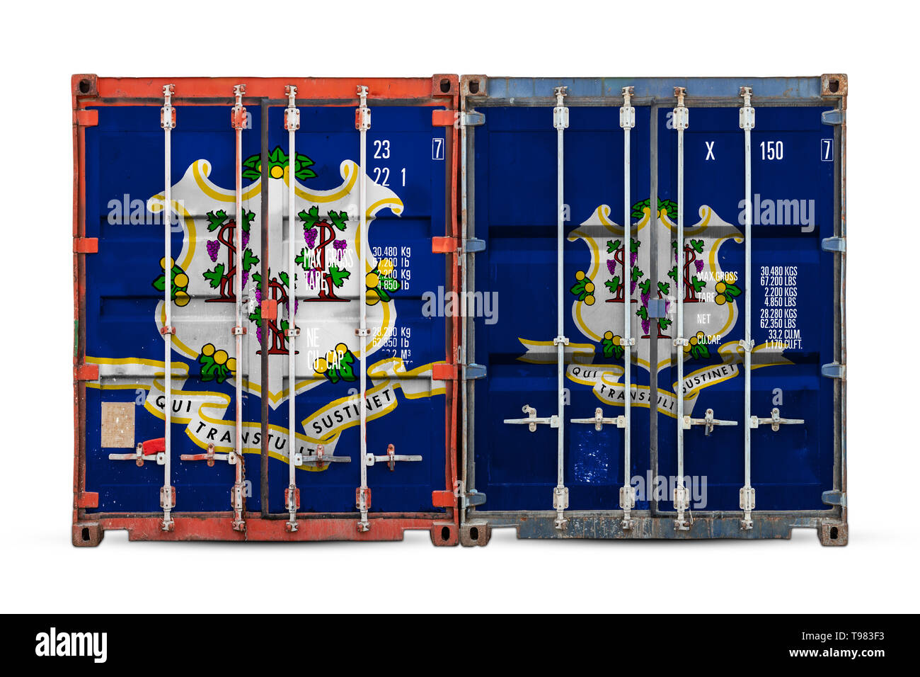 Close-up of the container with the national flag of Connecticut state ...