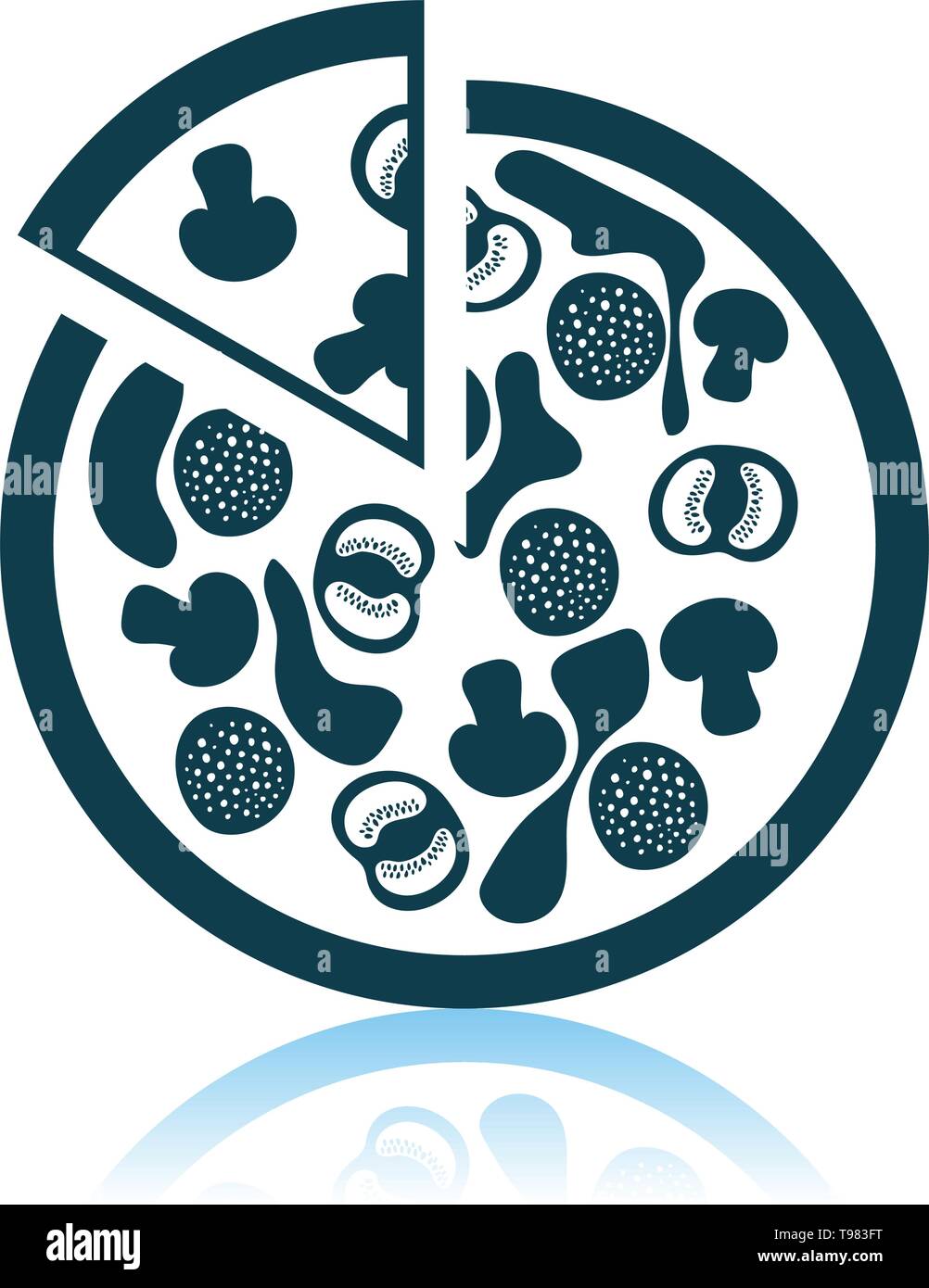 Pizza On Plate Icon. Shadow Reflection Design. Vector Illustration ...
