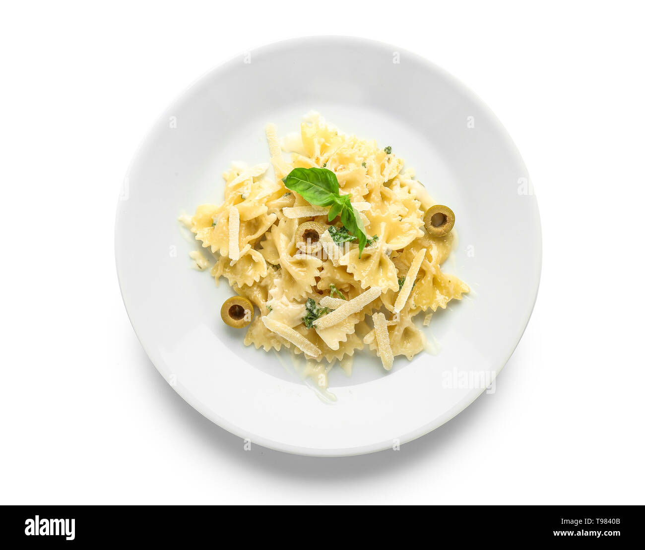Plate with delicious pasta on white background Stock Photo - Alamy