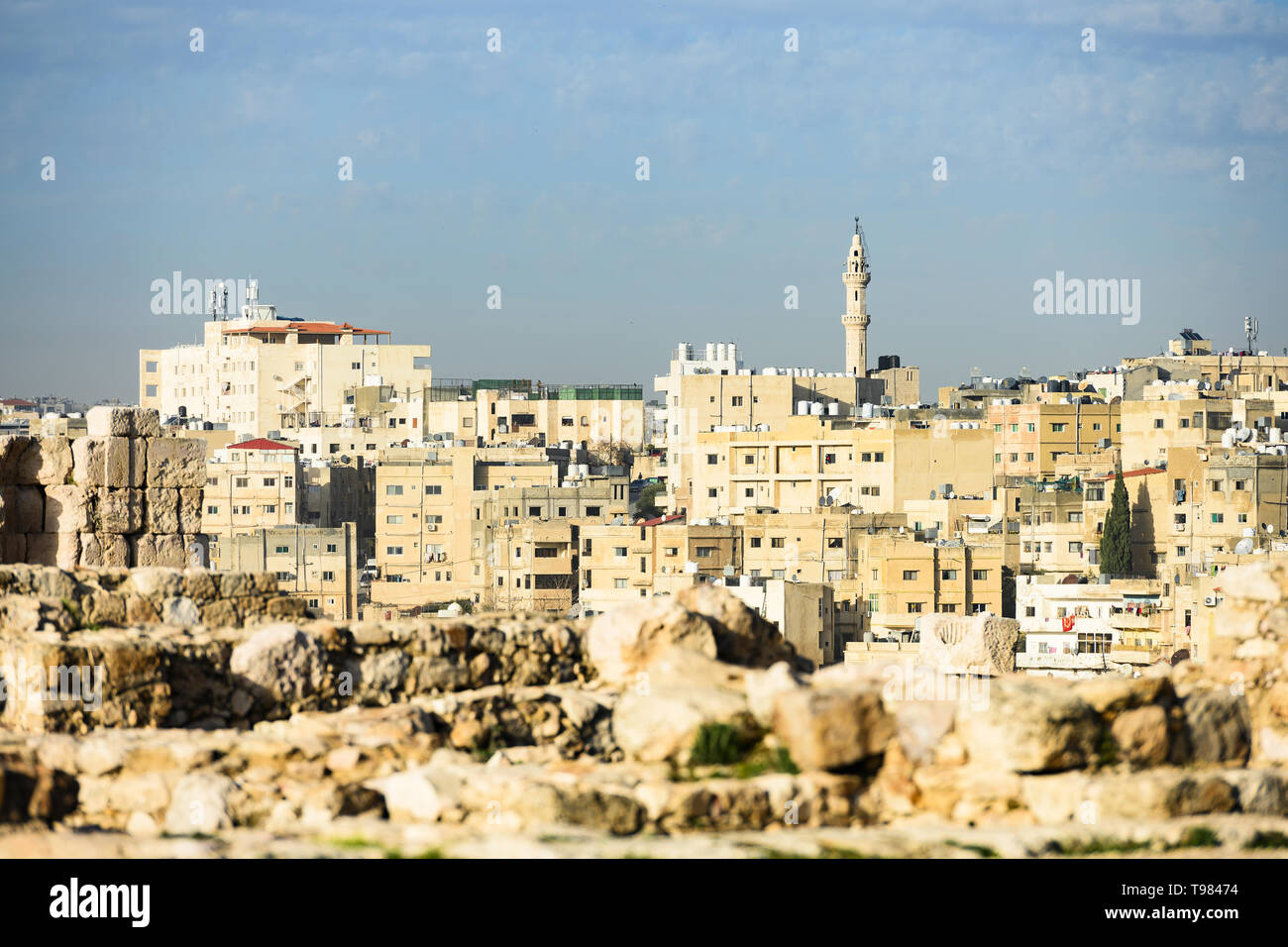 (Selective focus) Stunning view of the Amman skyline seen from the ...
