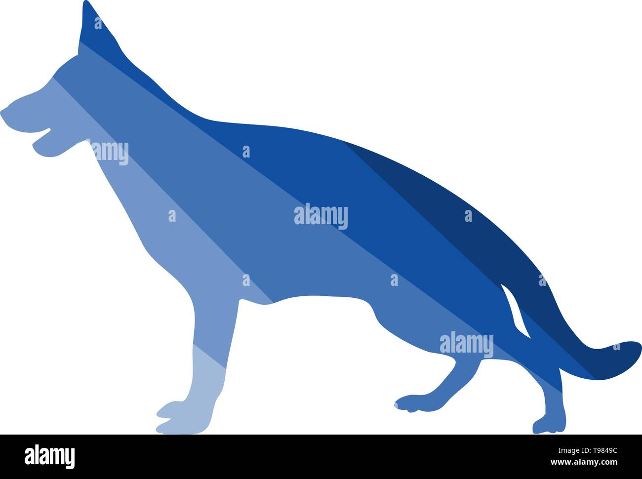 German Shepherd Icon. Flat Color Ladder Design. Vector Illustration ...