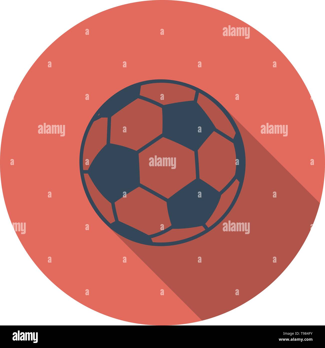 Soccer Ball Icon. Flat Circle Stencil Design With Long Shadow. Vector ...